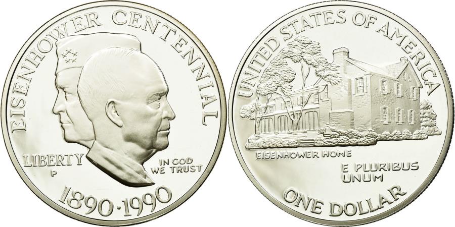 Coin, United States, Eisenhower centennial, Dollar, 1990, U.S. Mint