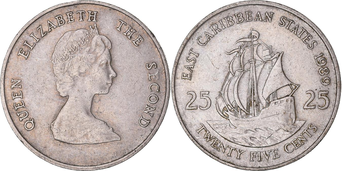 Coin, East Caribbean States, 25 Cents, 1989 | North & Central American ...