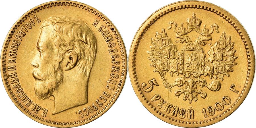 Coin, Russia, Nicholas II, 5 Roubles, 1900, St. Petersburg, , Gold