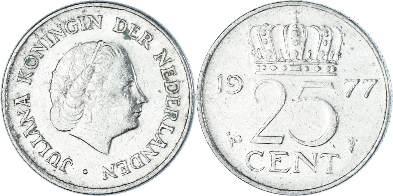 Coin, Netherlands, 25 Cents, 1977 | European Coins