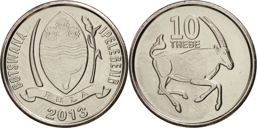 Botswana, 10 Thebe, 2013, , Copper Plated Steel | African Coins