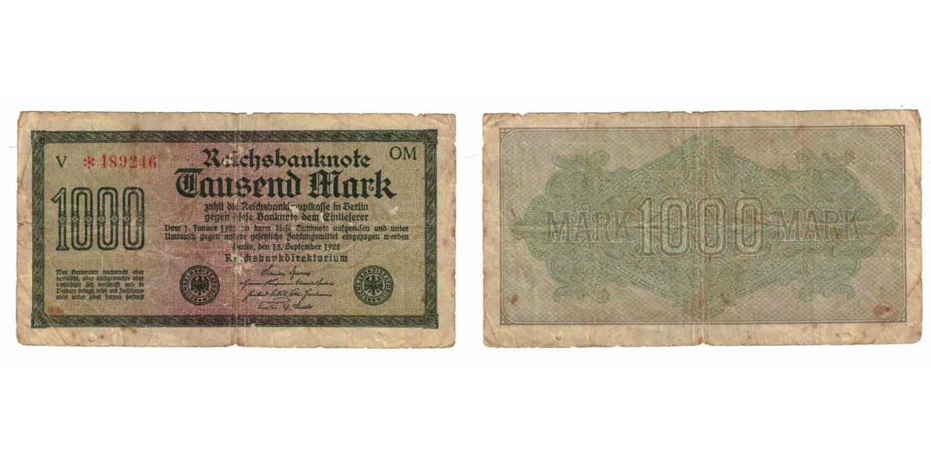 Banknote, Germany, 1000 Mark, 1922, 1922-09-15, KM:76e, VG(8-10)