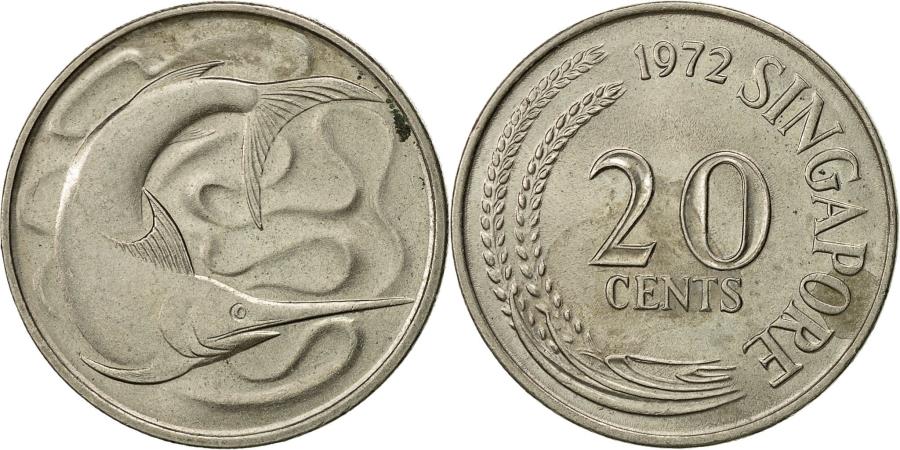 Coin, Singapore, 20 Cents, 1972, Singapore Mint, , Copper-nickel, KM:4