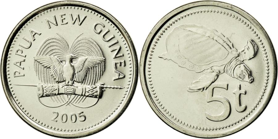 Coin, Papua New Guinea, 5 Toea, 2005, , Nickel plated steel, KM:3a