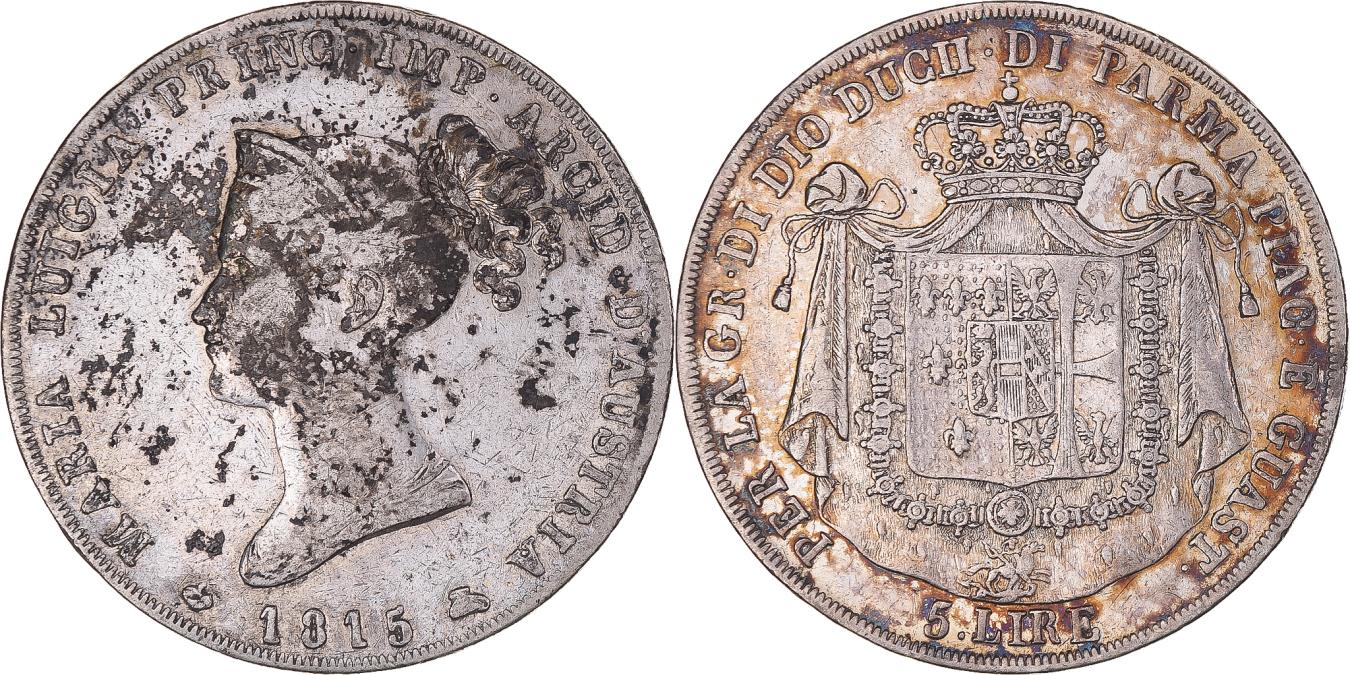 Coin, ITALIAN STATES, PARMA, Maria Luigia, 5 Lire, 1815, Milan,