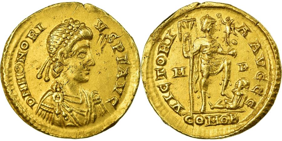 Coin, Honorius, Solidus, 395-402, Milan, , Gold, RIC:1206C | Roman ...