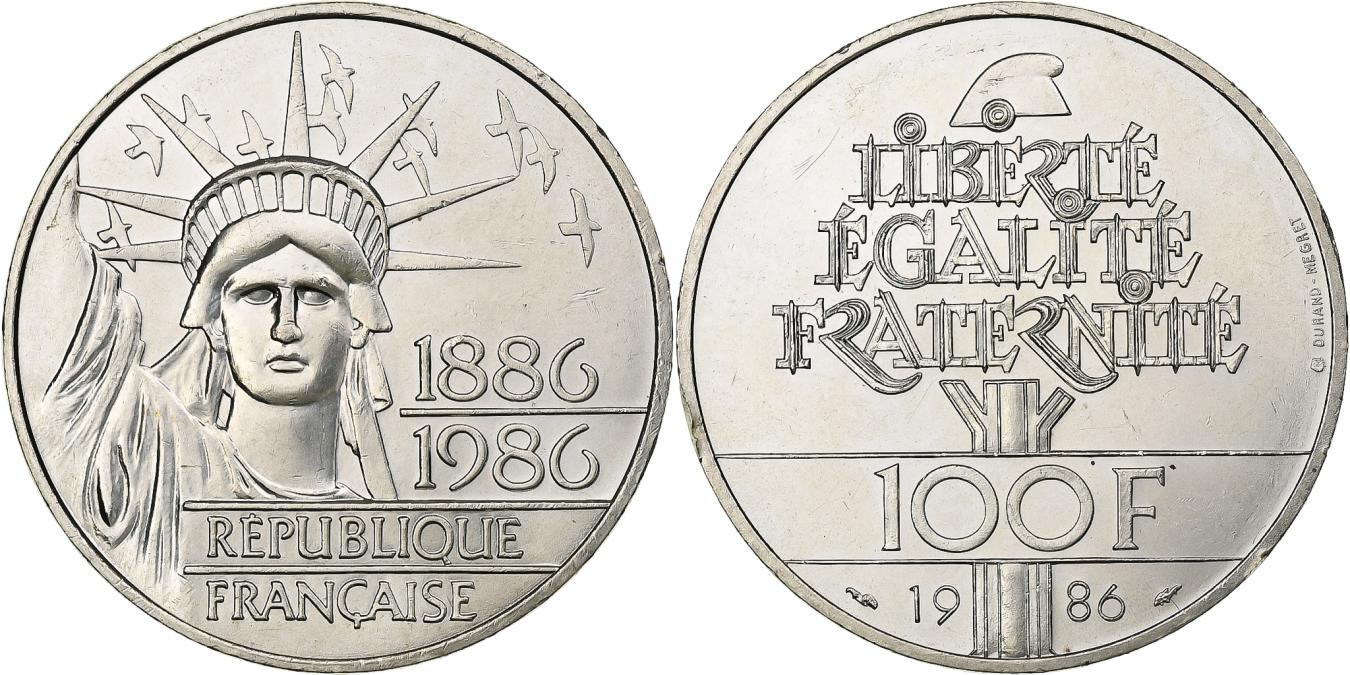 France, 100 Francs, Statue de la Liberté, 1986, Silver, , Gadoury:901