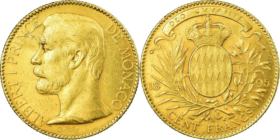 Coin, Monaco, Albert I, 100 Francs, Cent, 1895, Paris, , Gold, KM:105