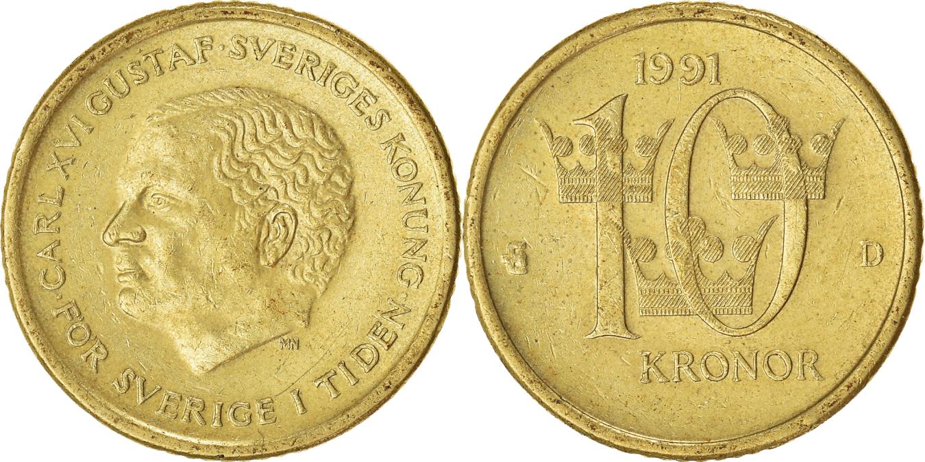Coin, Sweden, 10 Kronor, 1991 | European Coins