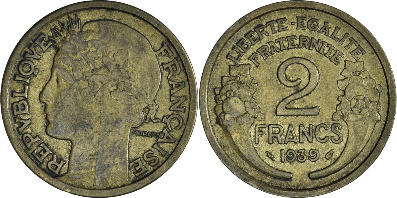 Coin, France, 2 Francs, 1939 | European Coins