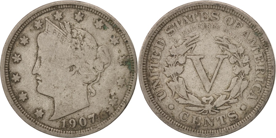 United States, Liberty Nickel, 5 Cents, 1907, U.S. Mint, Philadelphia United States, Liberty Nickel, 5 Cents, 1907, U.S. Mint, Philadelphia