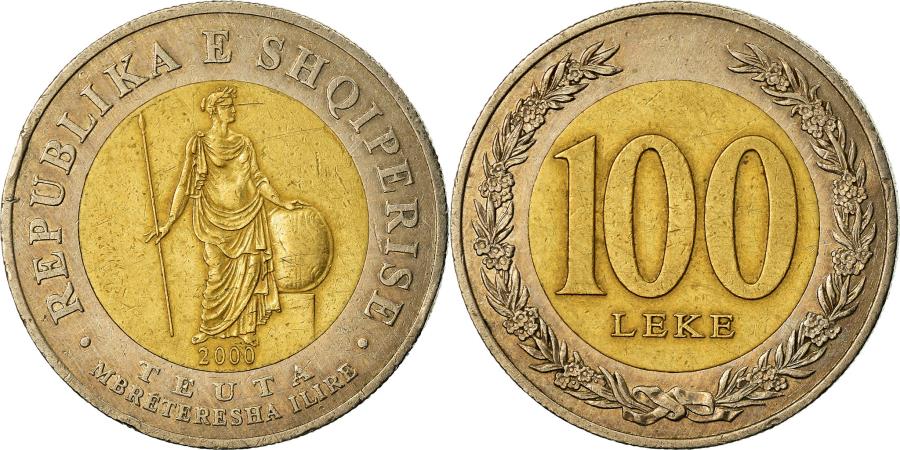 Coin, Albania, 100 Lekë, 2000, , Bi-Metallic, KM:80 | European Coins