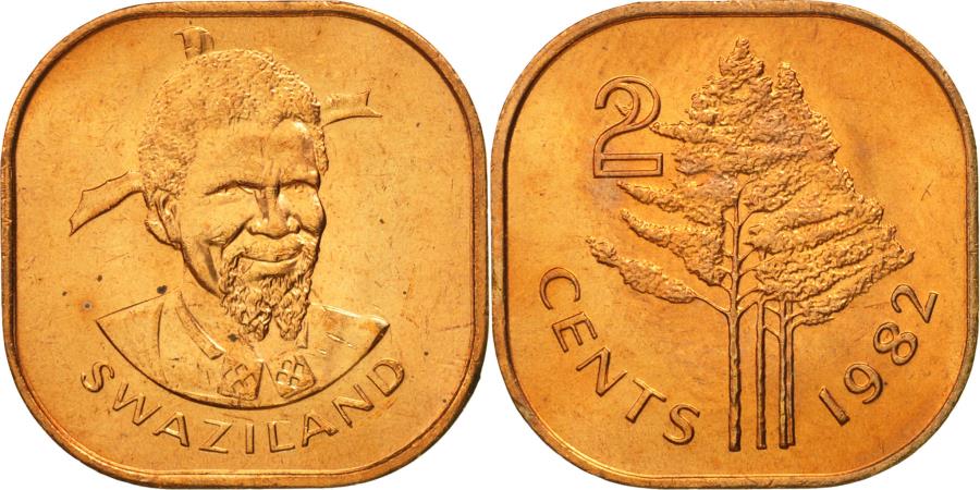 Swaziland, Sobhuza II, 2 Cents, 1982, British Royal Mint, , Bronze