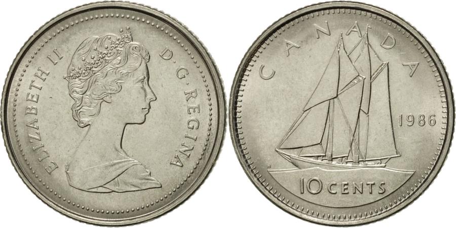Canada, Elizabeth II, 10 Cents, 1986, Royal Canadian Mint, Ottawa,