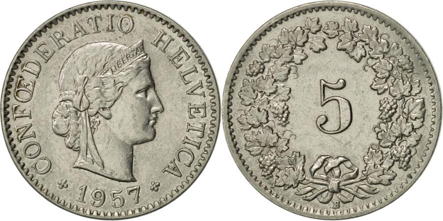Switzerland, 5 Rappen, 1957, Bern, , Copper-nickel, KM:26 | European Coins