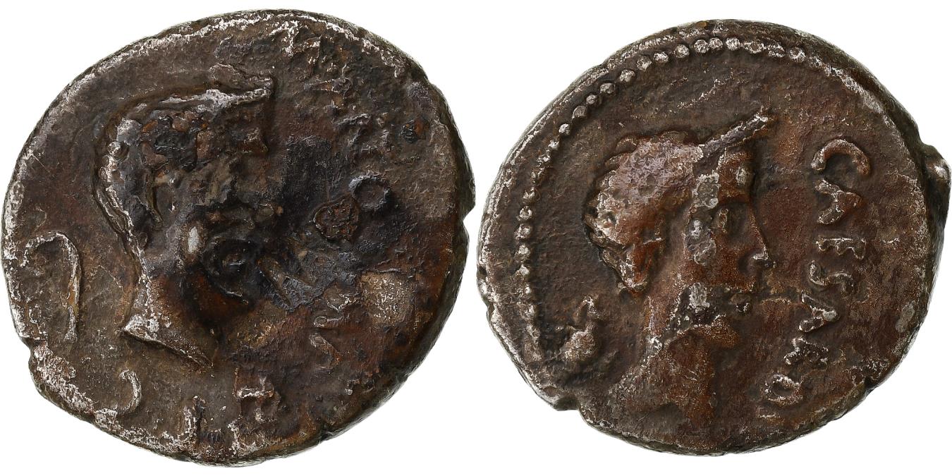 Marc Antony and Julius Caesar, Denarius, 43 BC, Cisalpine Gaul, Fourrée