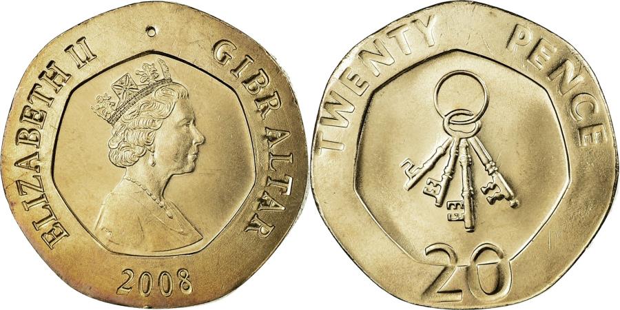 Coin, Gibraltar, Elizabeth II, 20 Pence, 2008, Pobjoy Mint, | European ...