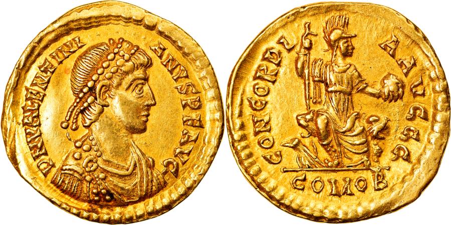 Coin, Valentinian II, Solidus, 378-383, Constantinople, , Gold, RIC:45b.