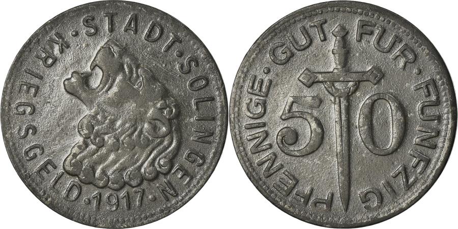Coin, Germany, Kriegsgeld, Solingen, 50 Pfennig, 1917, , Zinc