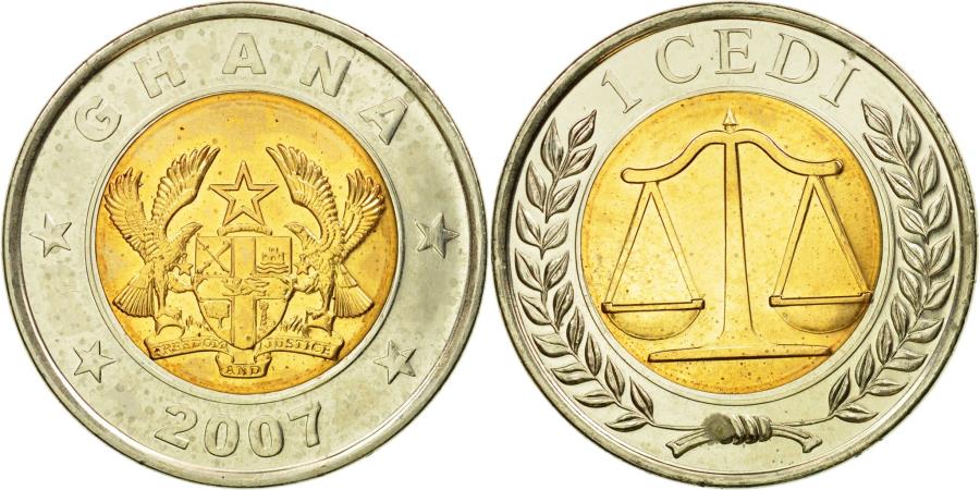 Coin, Ghana, Cedi, 2007, , Bi-Metallic, KM:42 | African Coins