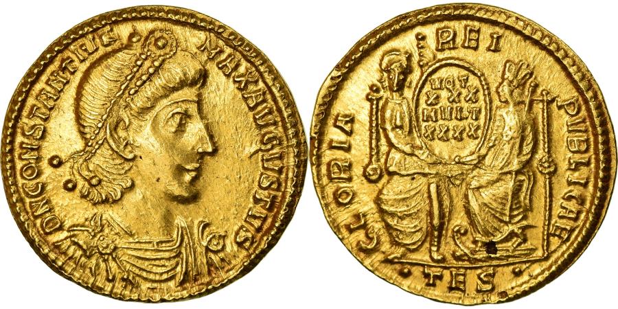 Coin, Constantius II, Solidus, Thessalonica, , Gold, RIC:150 | Roman ...