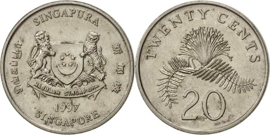 Singapore 20 Cents 1997 Singapore Mint Copper nickel KM 101 singapore-20-cents-1997-singapore-mint-copper-nickel-km-101