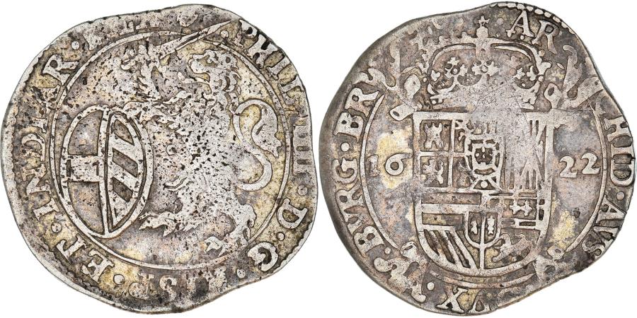 Coin, Spanish Netherlands, BRABANT, Escalin, 1622, Antwerp, , Silver