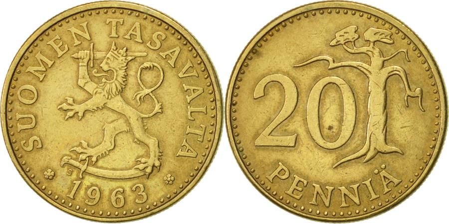 Finland, 20 Pennia, 1963, , Aluminum-Bronze, KM:47 | European Coins