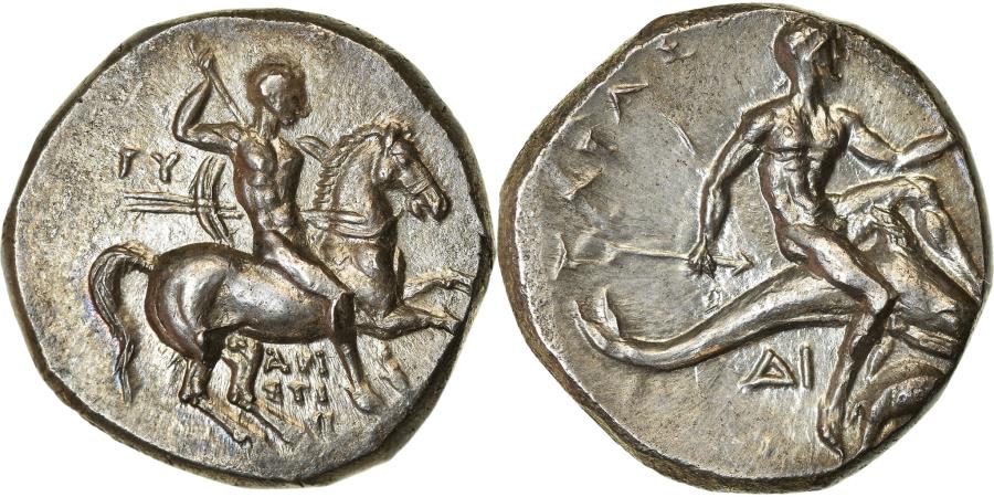 Coin, Calabria, Taras, son of Poseidon, Stater, 334 - 330 BC, Tarentum,