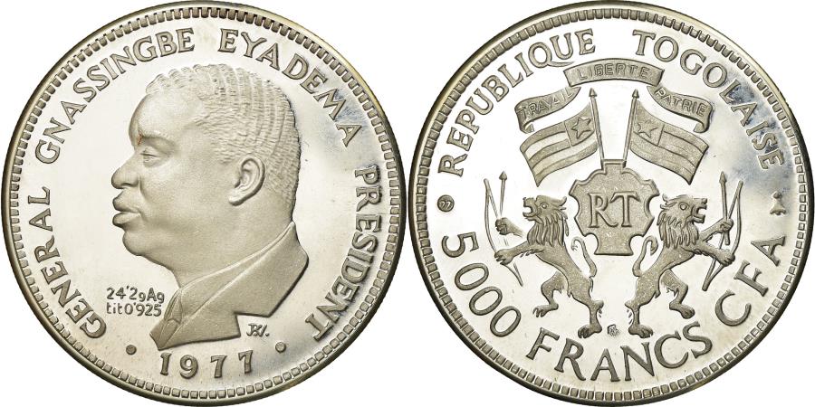 Coin, Togo, 5000 Francs, 1977, , Silver, KM:8 | African Coins