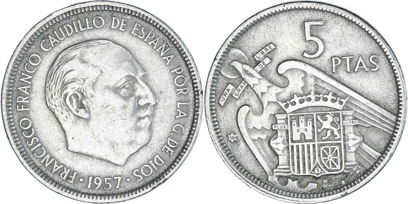 Coin, Spain, 5 Pesetas, 1957 | European Coins