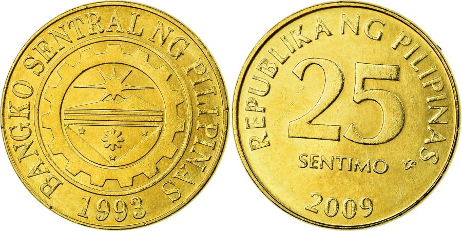 Coin, Philippines, 25 Sentimos, 2009, , Brass plated steel, KM:271a