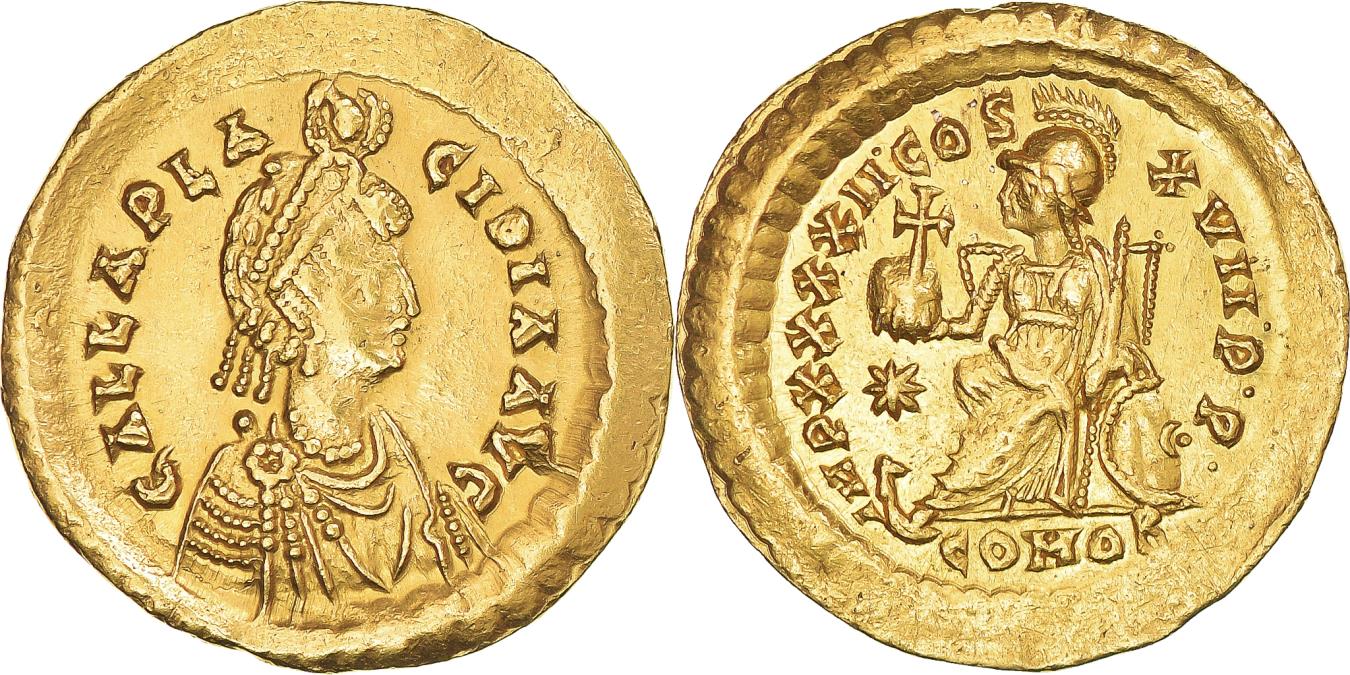 Coin, Galla Placidia, Solidus, ca. 443-450, Constantinople, , Gold