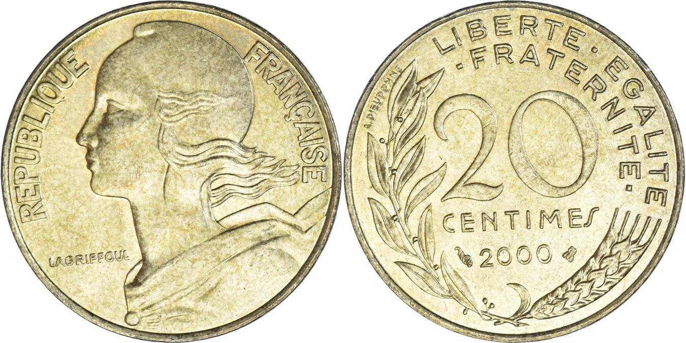 Coin, France, 20 Centimes, 2000 | European Coins