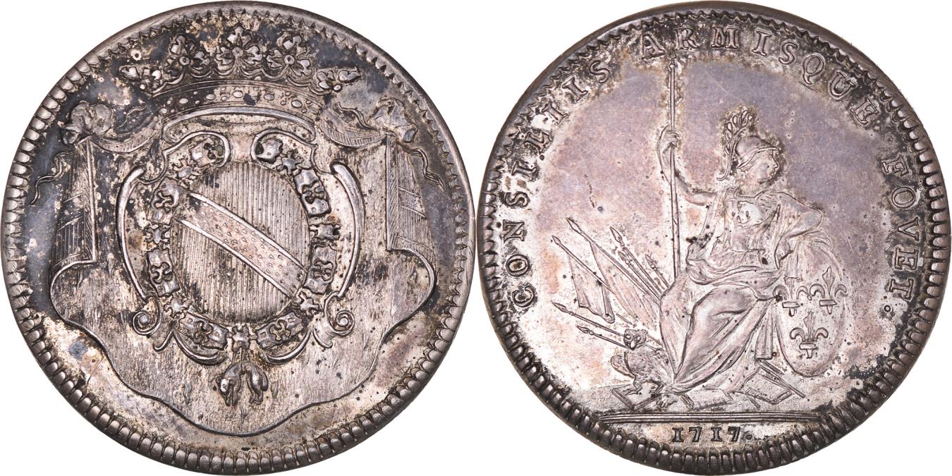 France, Token, Royal, Louis XV, Consiliis Armisque Fovet, History, 1717