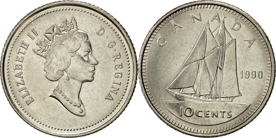 Canada, Elizabeth II, 10 Cents, 1990, Royal Canadian Mint, Ottawa,