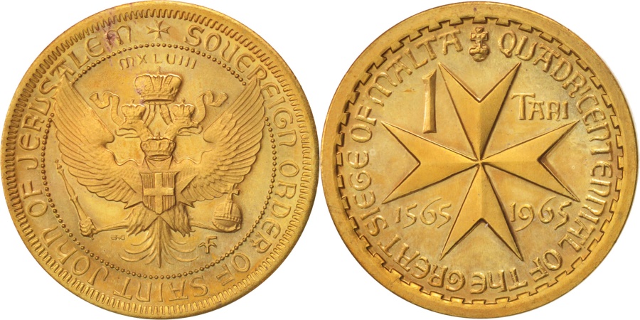 MALTA, ORDER OF, Tari, 1965, , Brass, KM:401 | European Coins