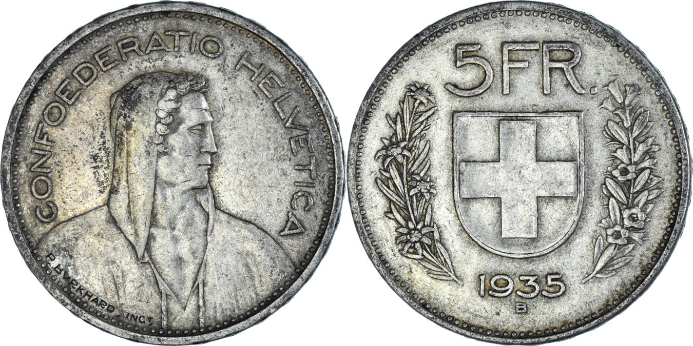 Coin, Switzerland, 5 Francs, 1935, Bern, , Silver, KM:40 | European Coins