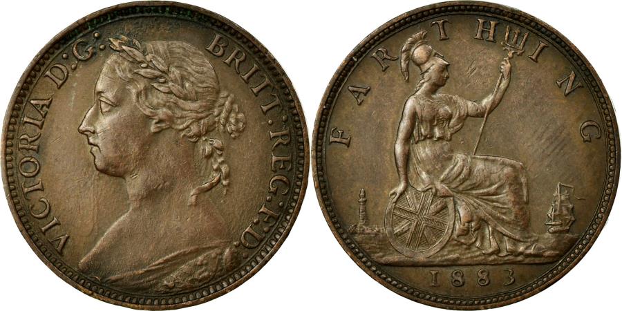 Coin, Great Britain, Victoria, Farthing, 1883, , Bronze, KM:753