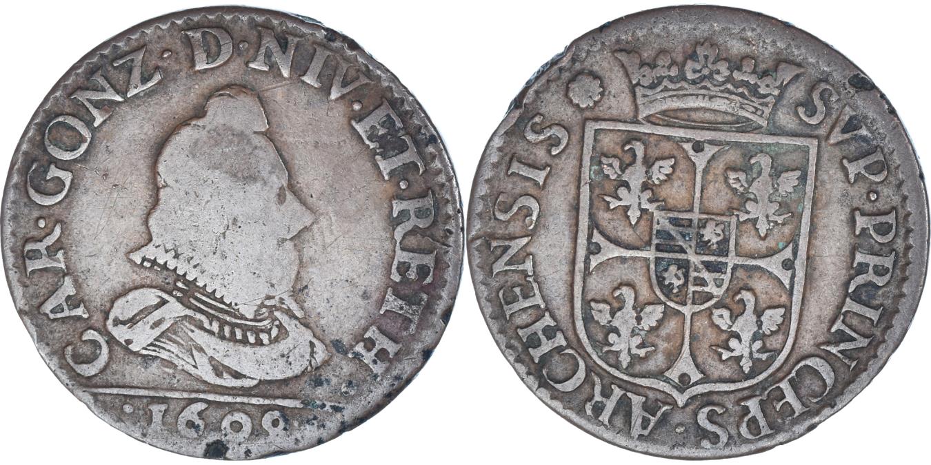 Coin, Principality of Arches-Charleville, Charles de Gonzague, Liard, 1609