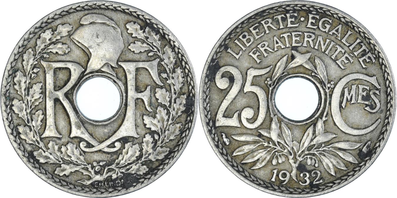 Coin, France, 25 Centimes, 1932 | European Coins