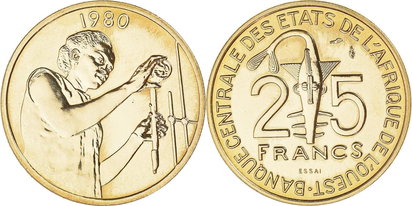 Coin, West African States, 25 Francs, 1980, Paris, ESSAI, | African Coins