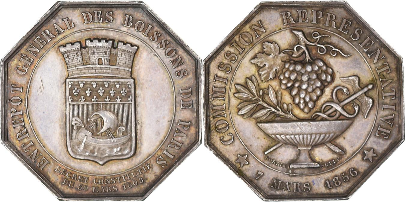 France, Token, Entrepôt Général des Boissons de Paris, 1856, Borrel