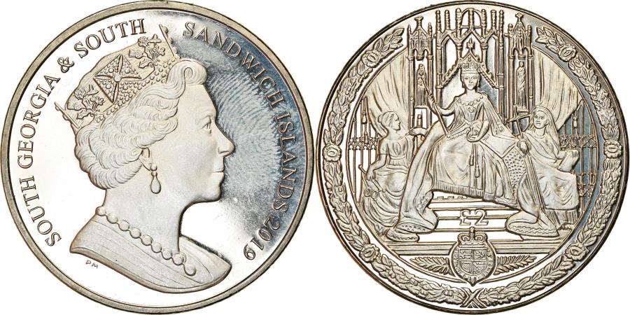 Coin, South Georgia and the South Sandwich Islands, 2 Pounds, 2019, Reine