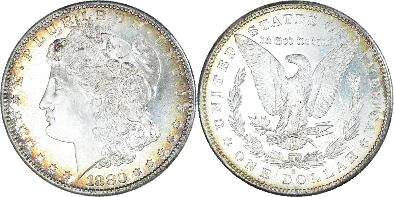 Coin, United States, Morgan Dollar, Dollar, 1880, U.S. Mint, San Francisco