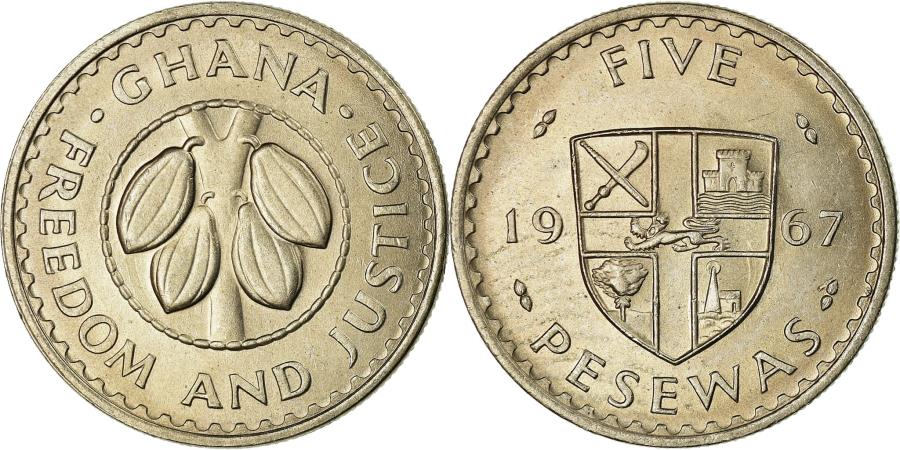 Coin, Ghana, 5 Pesewas, 1967, , Copper-nickel, KM:15 | African Coins
