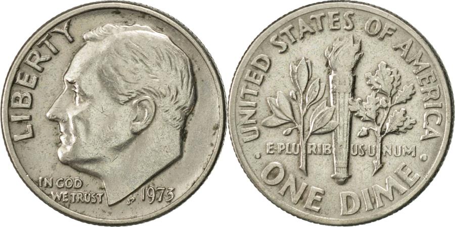 United States, Roosevelt Dime, Dime, 1973, U.S. Mint, Philadelphia,