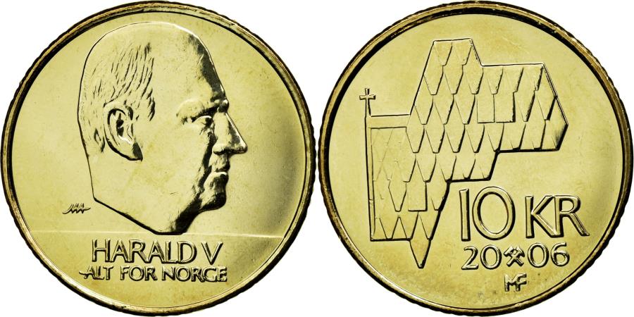 Coin, Norway, Harald V, 10 Kroner, 2006, , Nickel-brass, KM:457