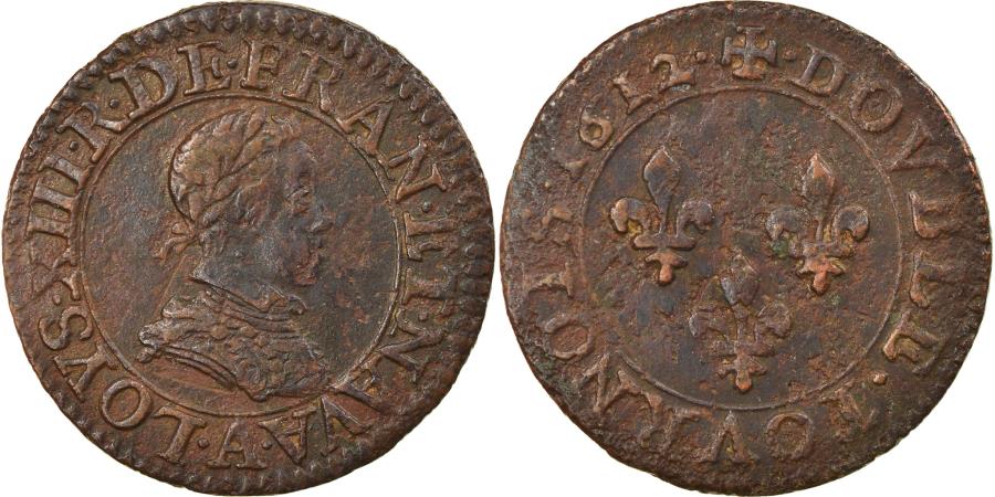 Coin, France, Louis XIII, Double Tournois, 1612, Paris, , Copper