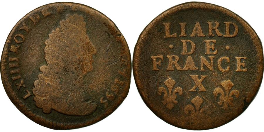 Coin, France, Louis XIV, Liard de France au buste âgé, troisième type ...